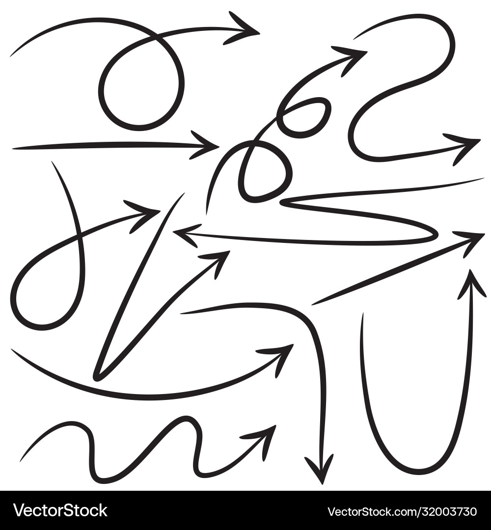 Abstract arrows in doodle style for concept Vector Image