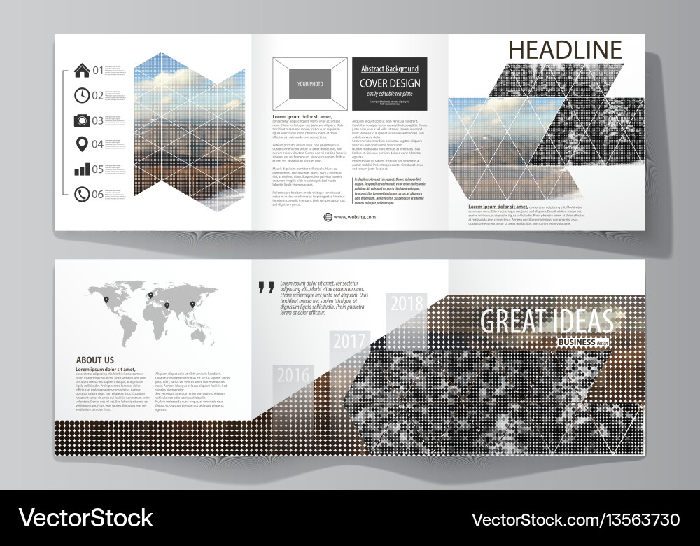 Business templates for tri fold square design Vector Image
