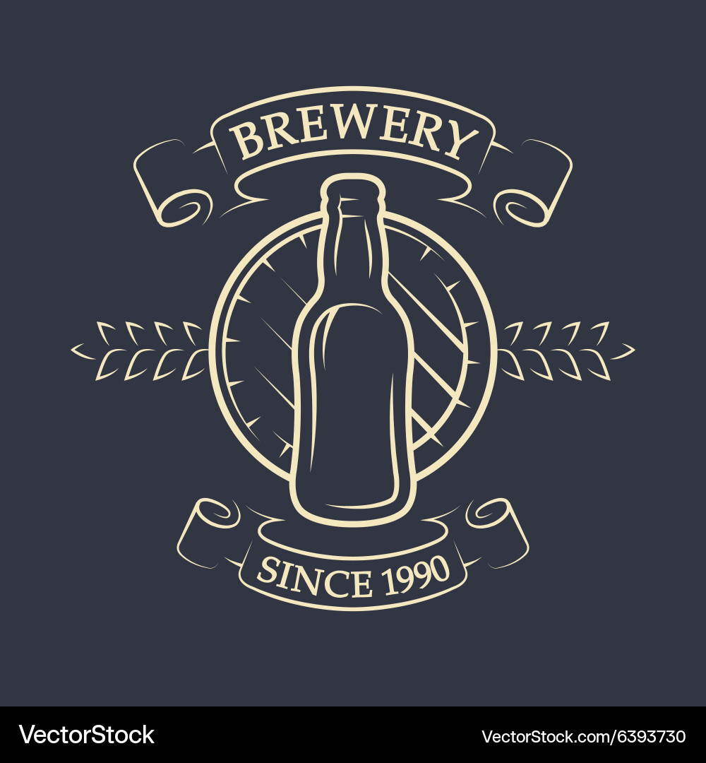 Craft brewery vintage emblem Royalty Free Vector Image
