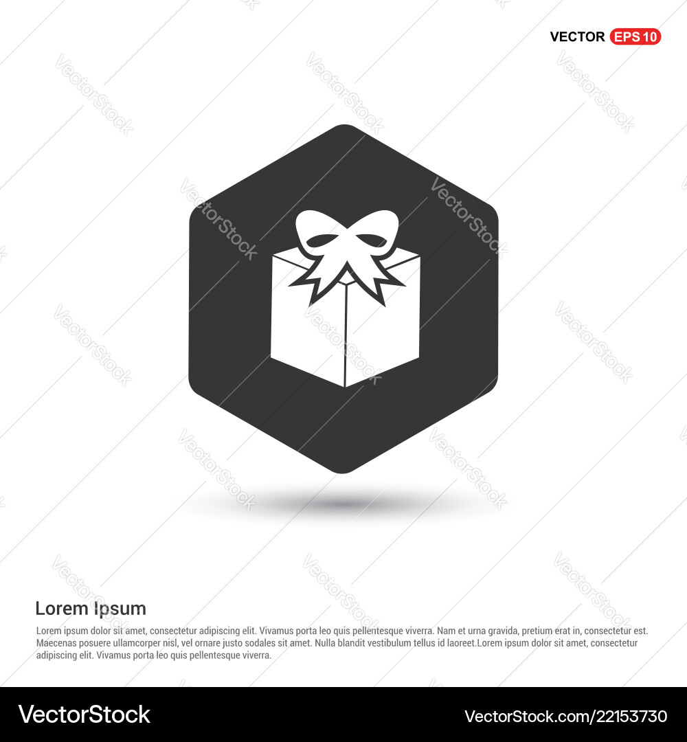 Gift box icon hexa white background icon template Vector Image