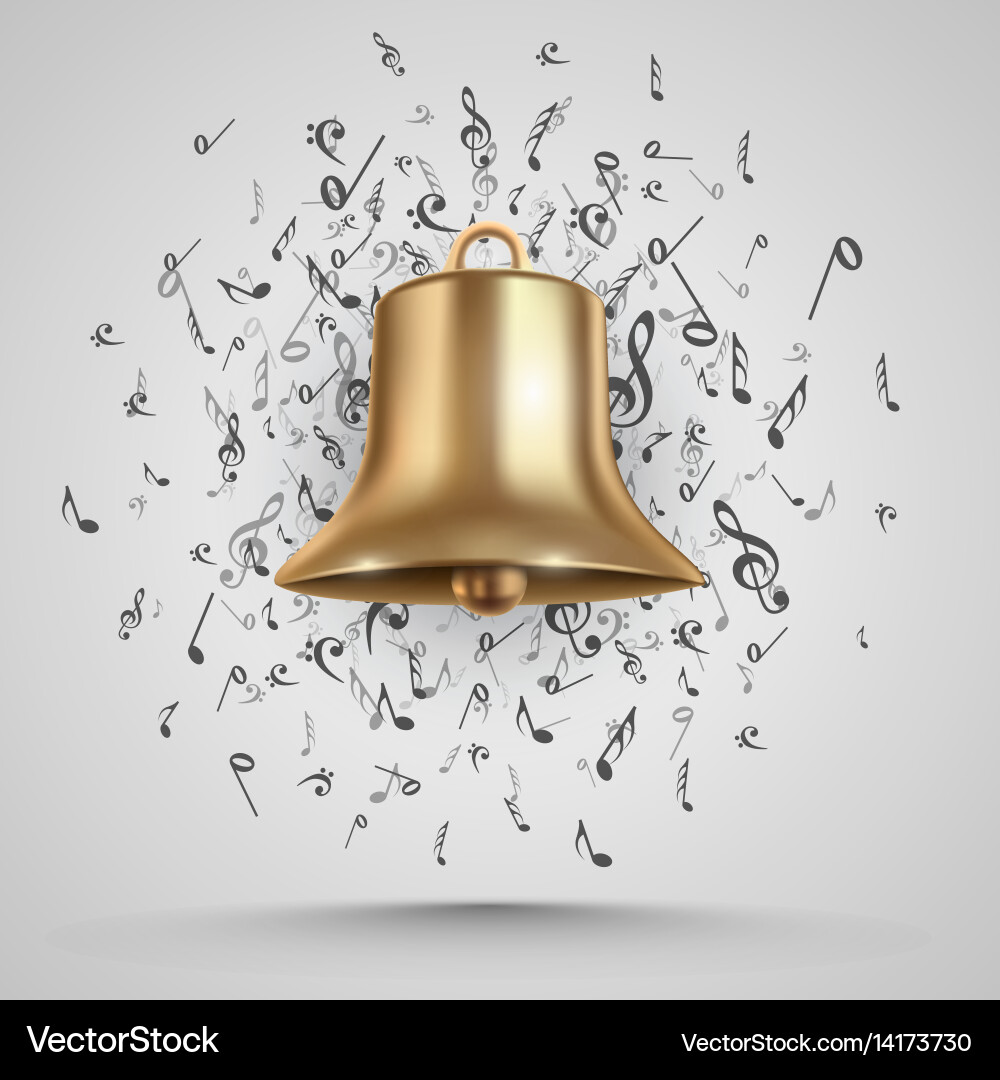 Golden bell isolated on white Royalty Free Vector Image