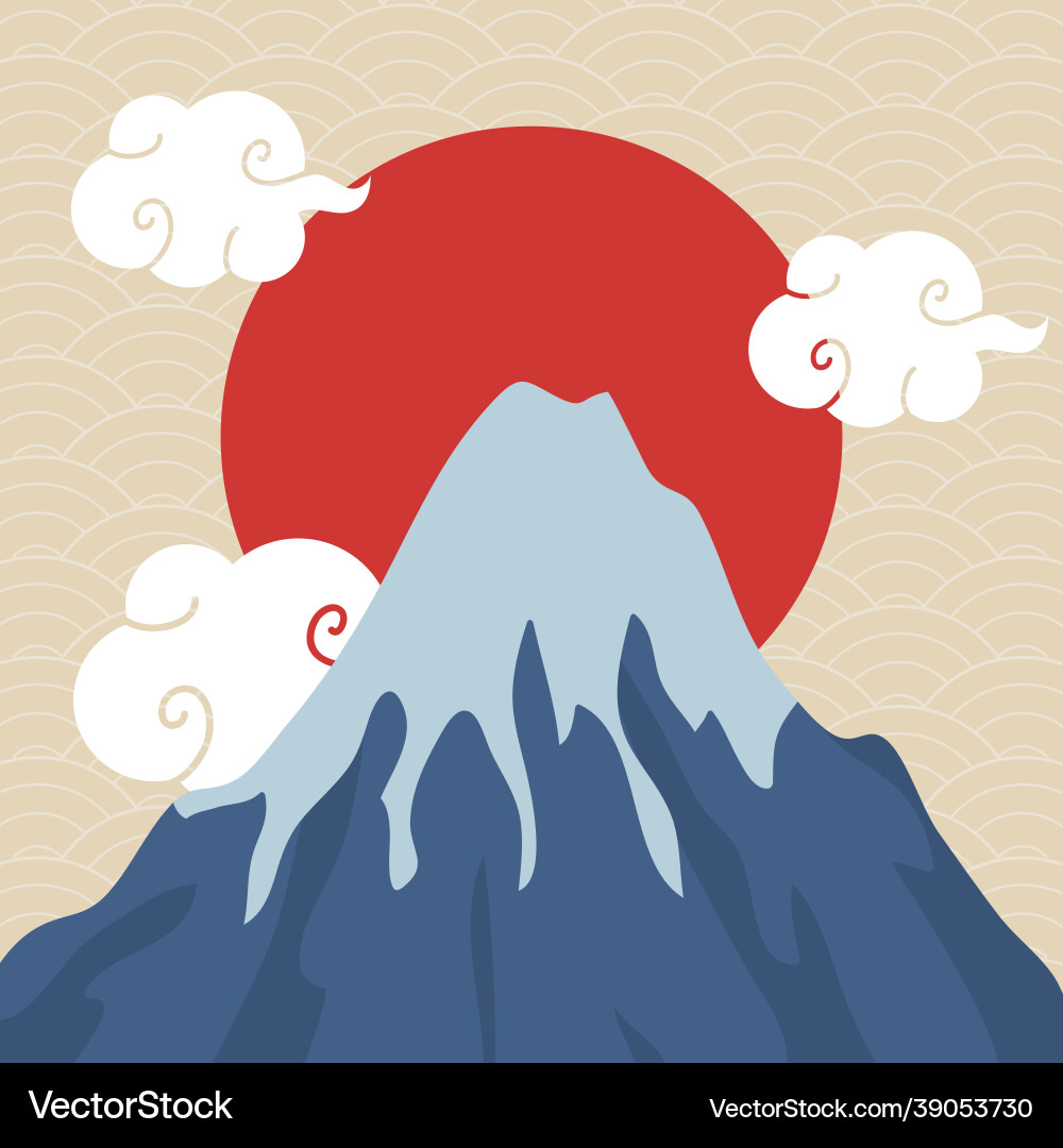 Japanese landscape nature Royalty Free Vector Image