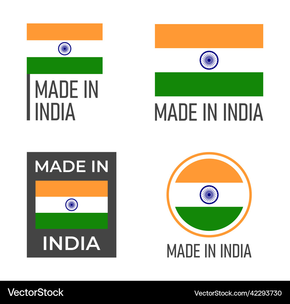 Made in india labels set republic Royalty Free Vector Image