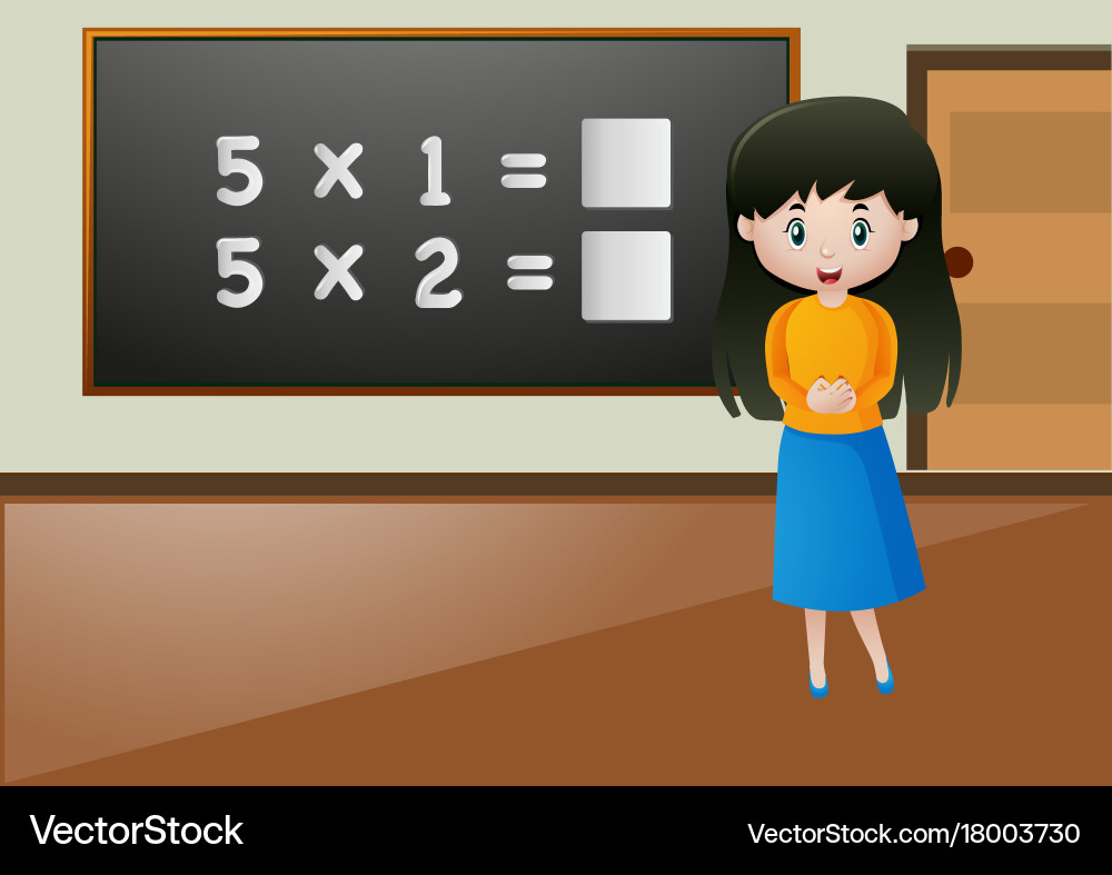 Math teacher and questions on board Royalty Free Vector