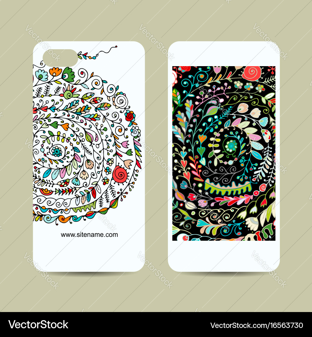 Mobile phone design floral background Royalty Free Vector