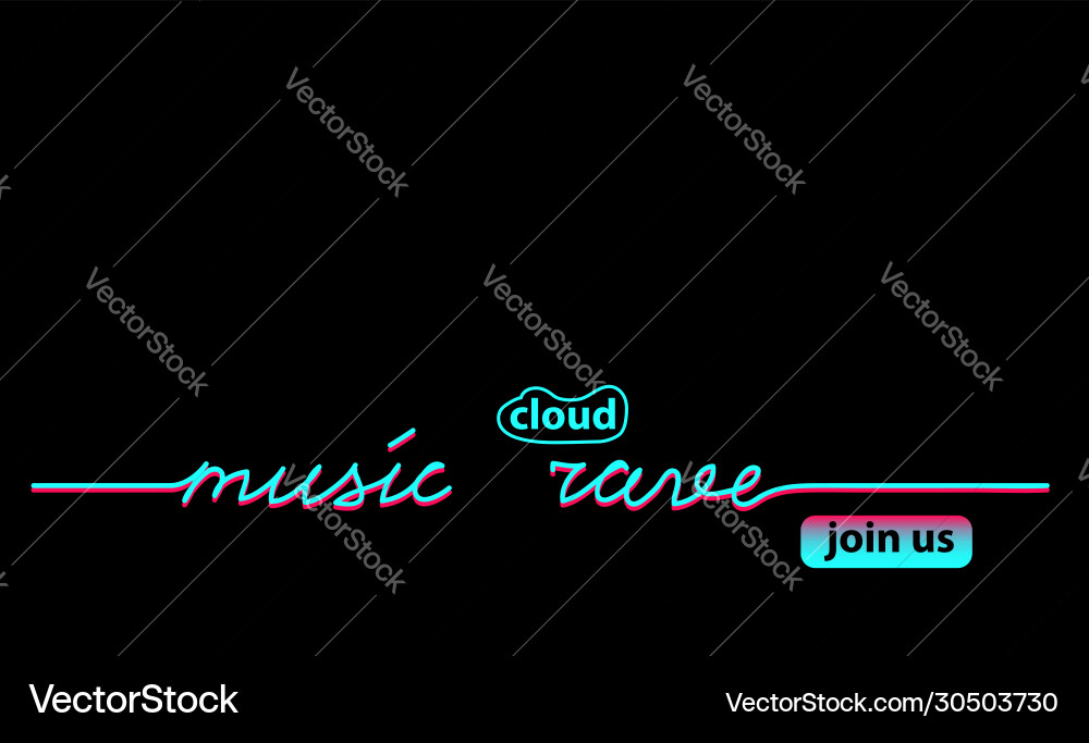 Music cloud rave black web banner background Vector Image