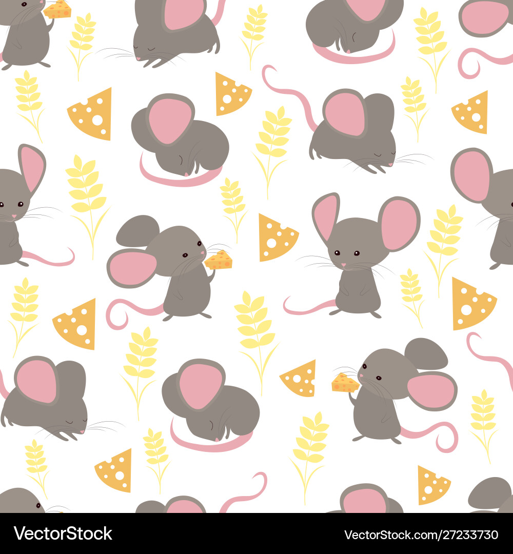 Seamless pattern funny cute little happy mice Vector Image