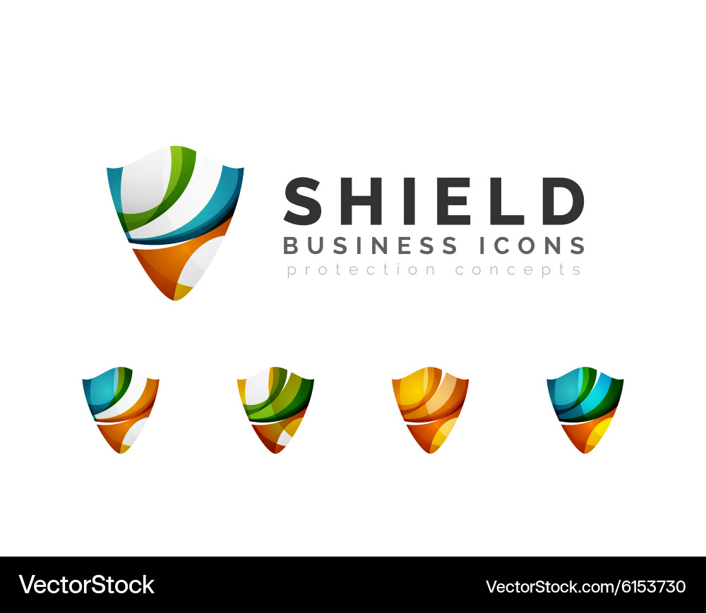 Set of protection shield logo concepts Royalty Free Vector