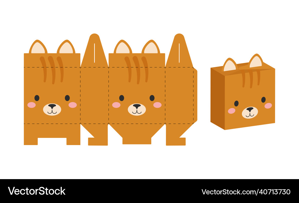 Simple packaging favor box cat design for sweets Vector Image
