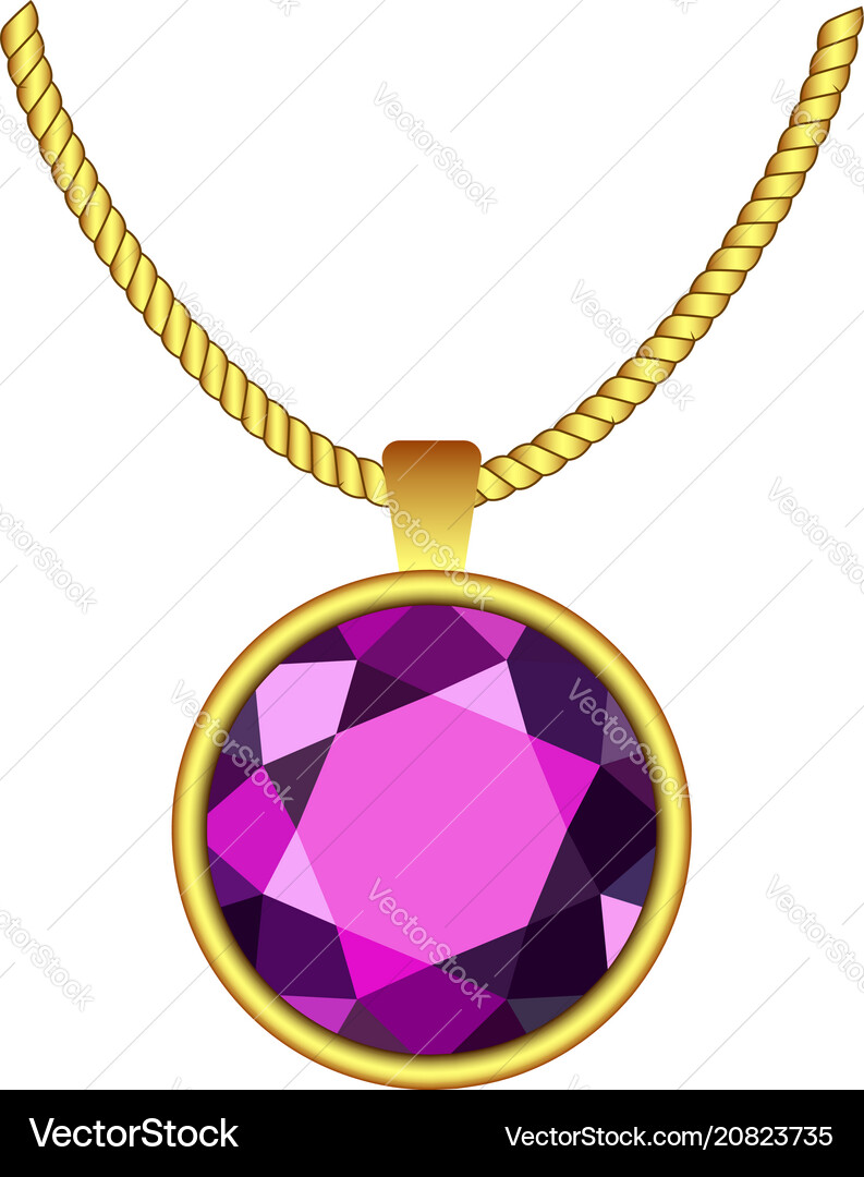 Amethyst necklace icon realistic style Royalty Free Vector