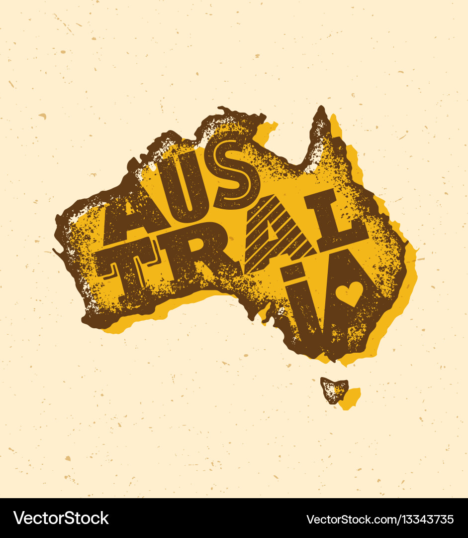 Australia vintage map damaged classic yellow Vector Image