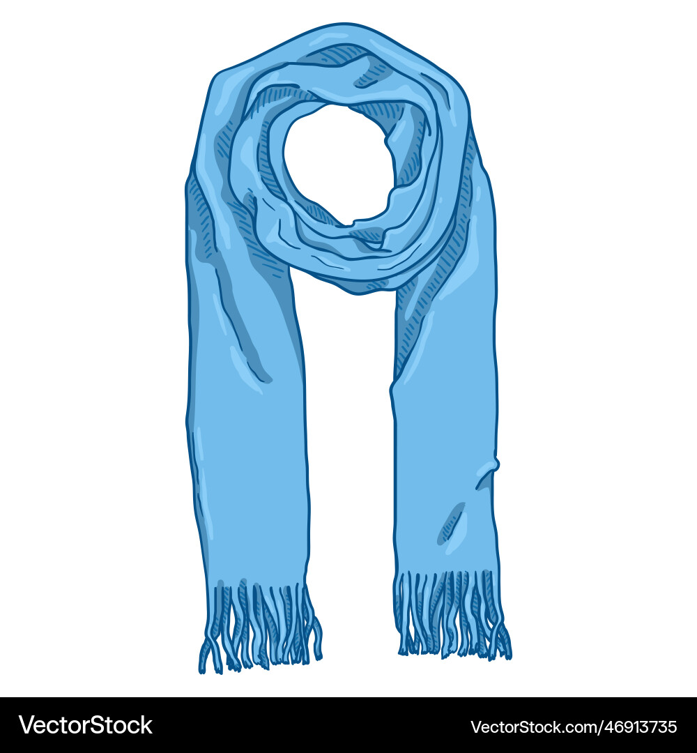 Blue cartoon woolen scarf Royalty Free Vector Image