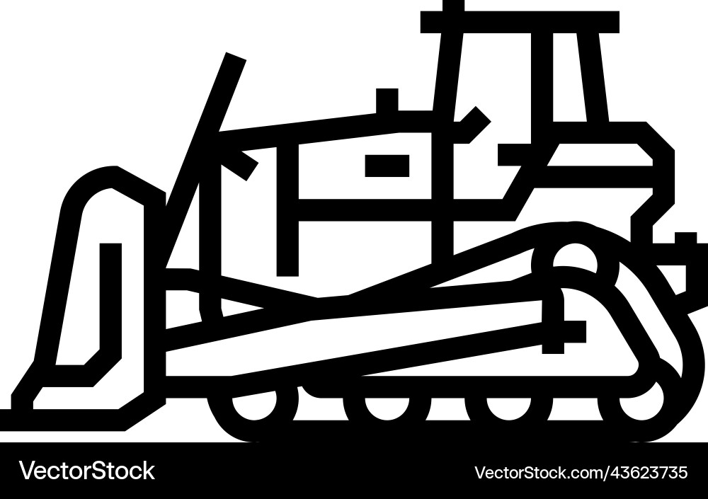 Bulldozer construction car vehicle line icon Vector Image