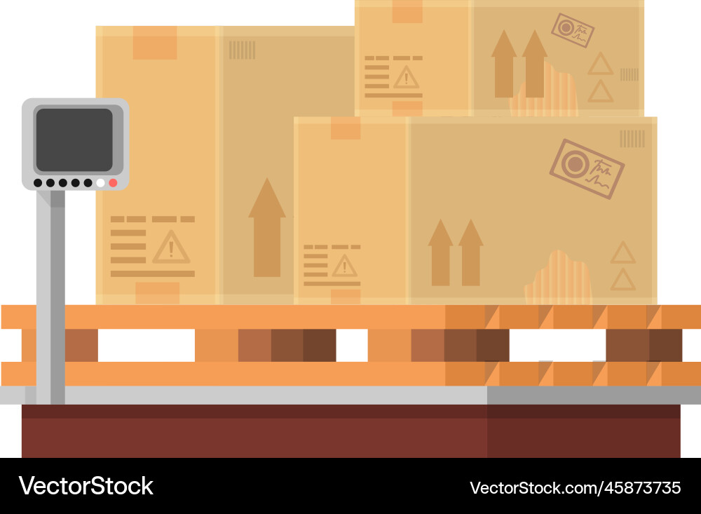 Cargo boxes weight measurement warehouse shipping Vector Image