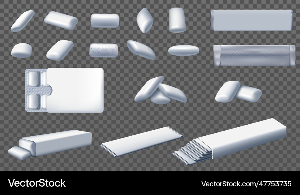 Chewing gum white blister pack with blank label Vector Image