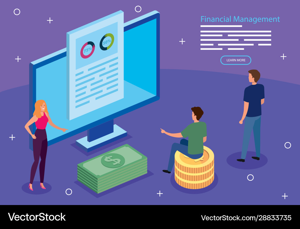 Financial management with computer and business Vector Image