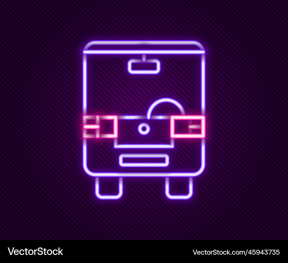 Glowing neon line bus icon isolated on black Vector Image