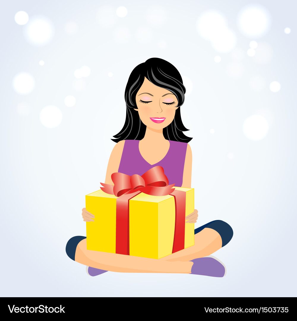 Happy girl with gift box Royalty Free Vector Image