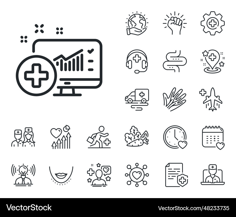 Medical analytics line icon hospital statistics Vector Image
