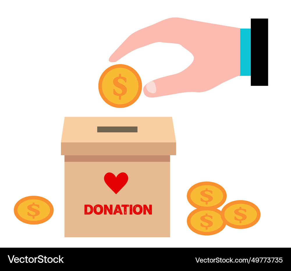 Monetary contribution the hand holds a coin Vector Image