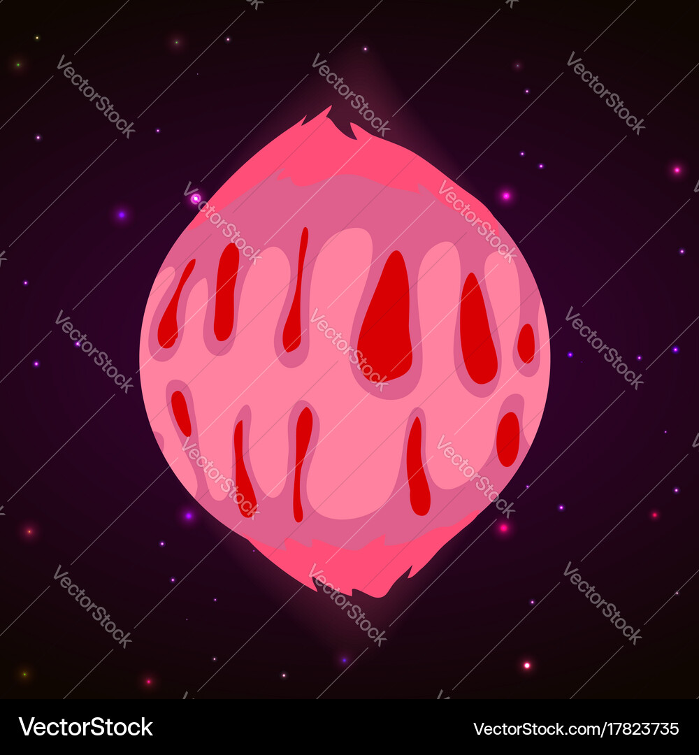 Pink planet concept background cartoon style Vector Image