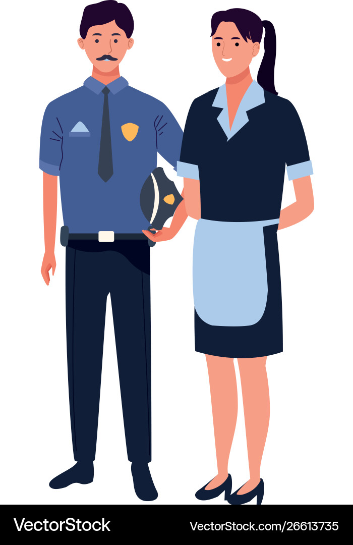 Professionals workers couple smiling cartoons Vector Image