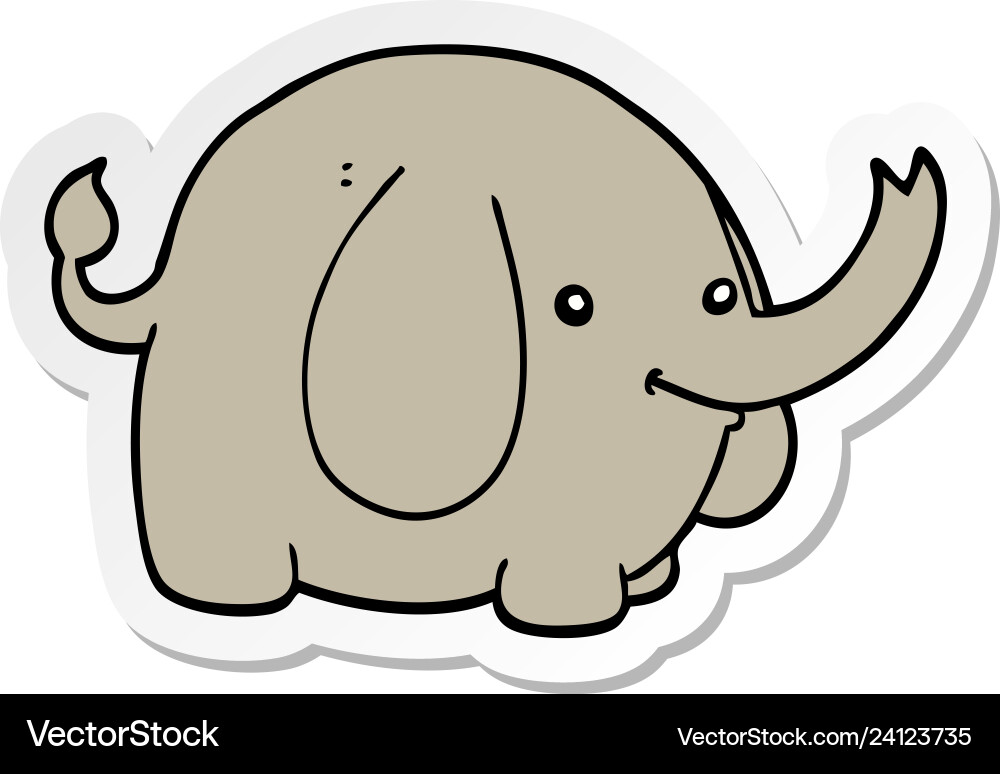 Sticker of a cartoon elephant Royalty Free Vector Image