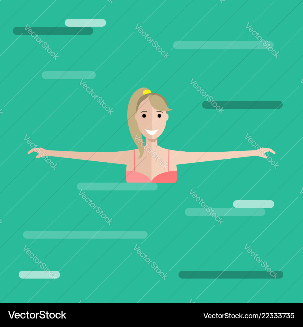 Swimming young woman Royalty Free Vector Image