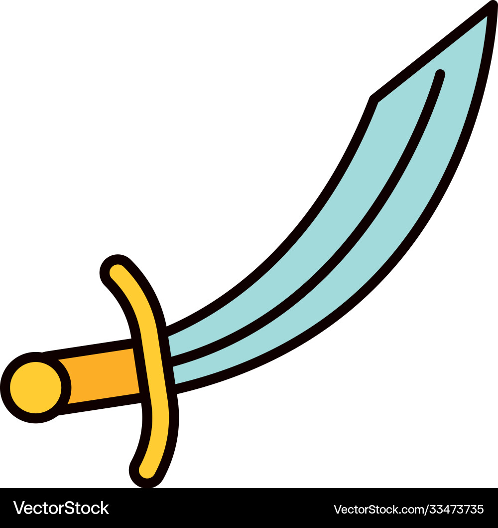 Turkish sword icon line and fill style Royalty Free Vector
