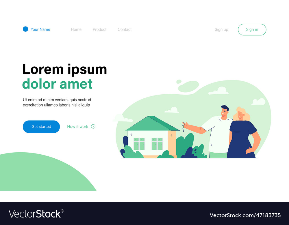 Young couple buying new house Royalty Free Vector Image