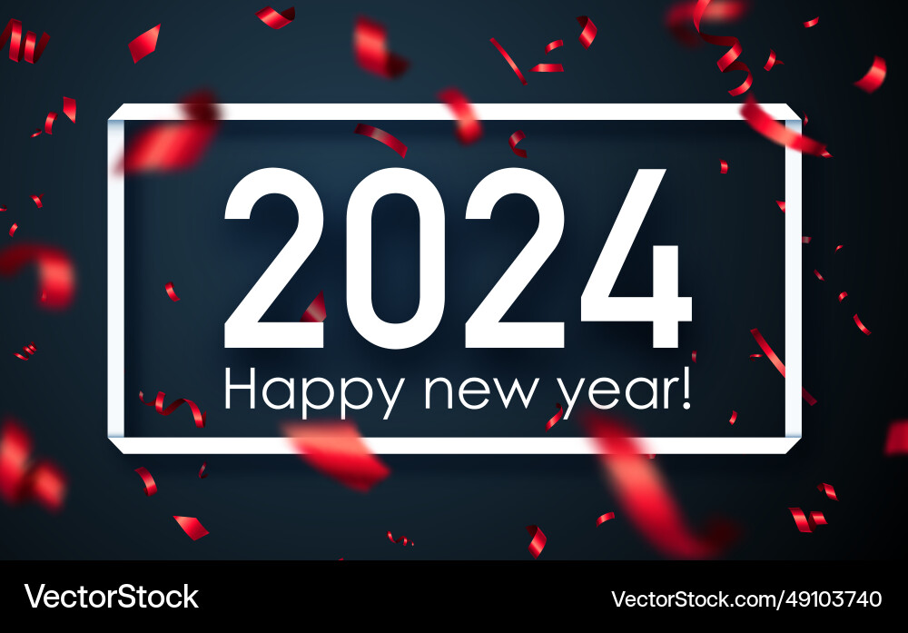 2024 paper lettering with white frame on red Vector Image