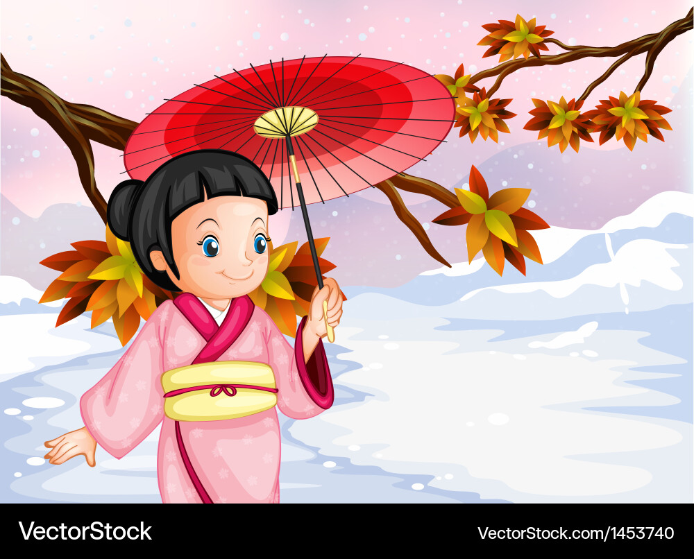 A japanese wearing her yukata Royalty Free Vector Image