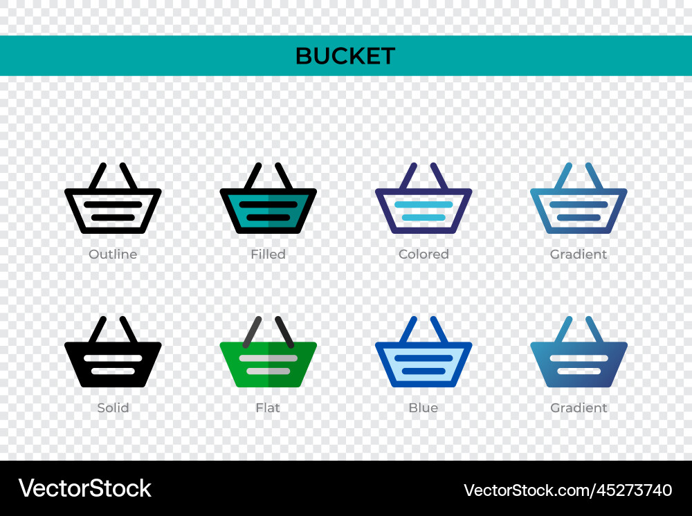 Bucket icon in different style icons Royalty Free Vector