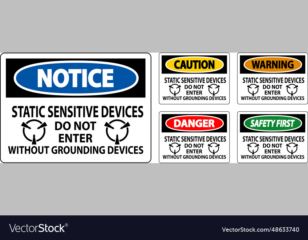 Caution sign static sensitive devices do not Vector Image