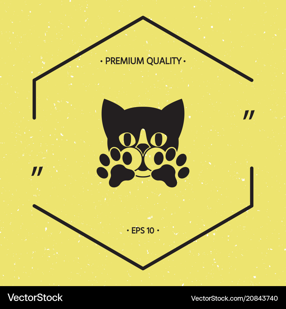 Cute cat paws - logo symbol protect sign Vector Image