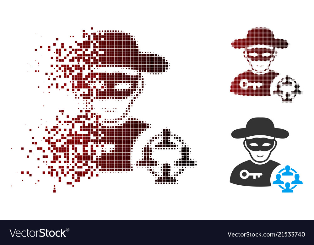 Destructed pixel halftone social hacker icon Vector Image Destructed pixel halftone social hacker icon Vector Image