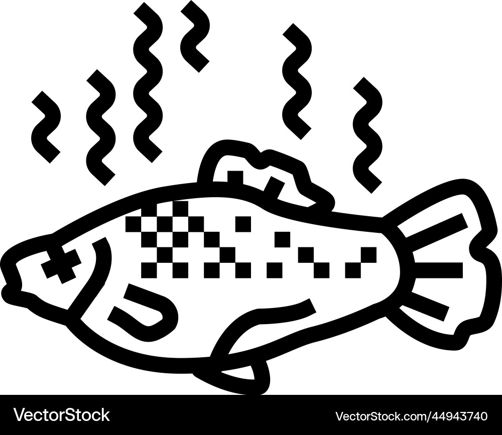 Fish rotten food line icon Royalty Free Vector Image