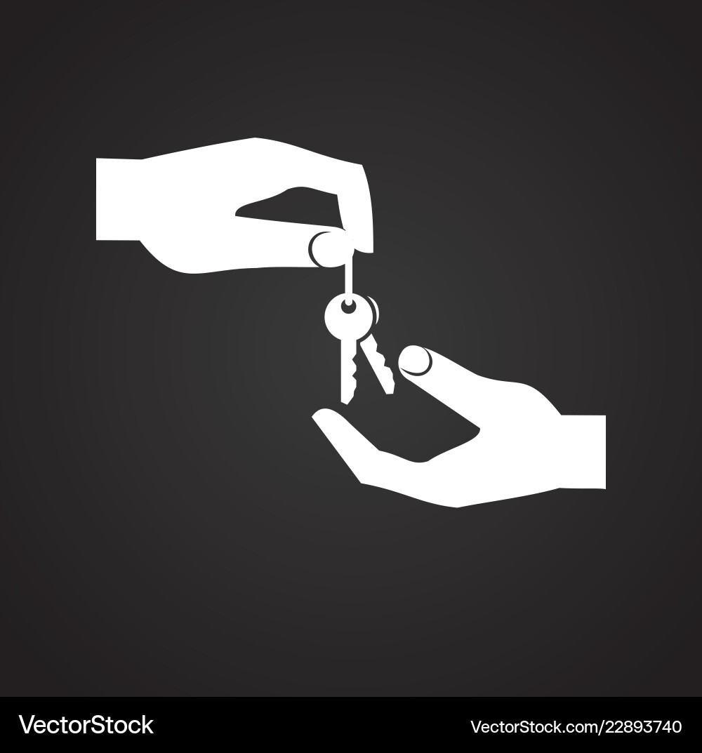 Hand giving a property key on black background Vector Image