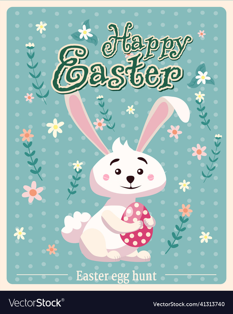 Happy easter poster retro greeting card Royalty Free Vector