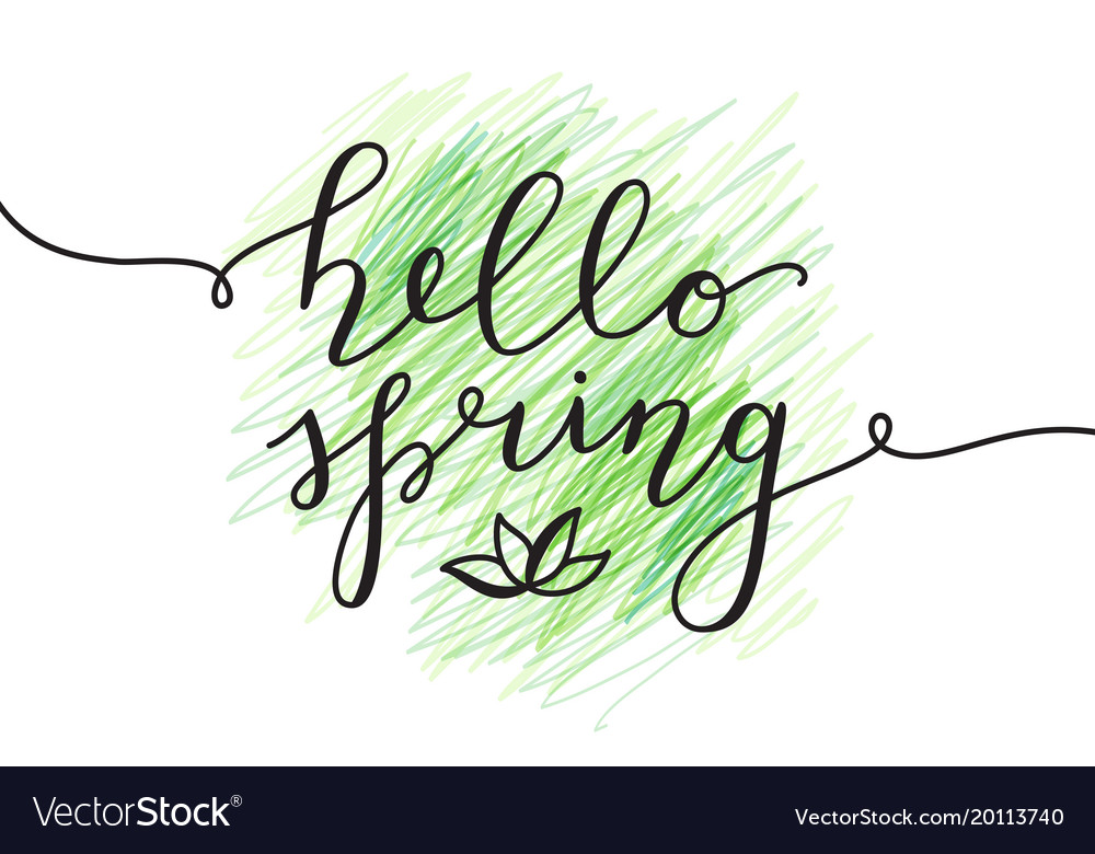 Hello spring lettering Royalty Free Vector Image