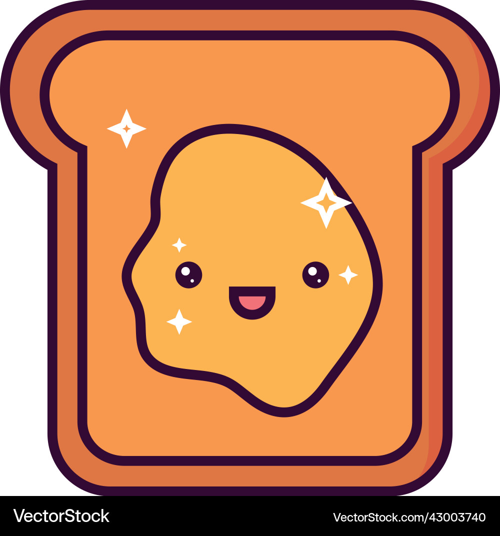 Kawaii bread with butter Royalty Free Vector Image