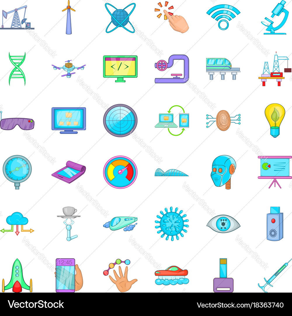 Observatory icons set cartoon style Royalty Free Vector