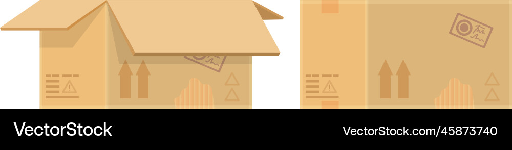 Open and closed cardboard boxes shipping service Vector Image