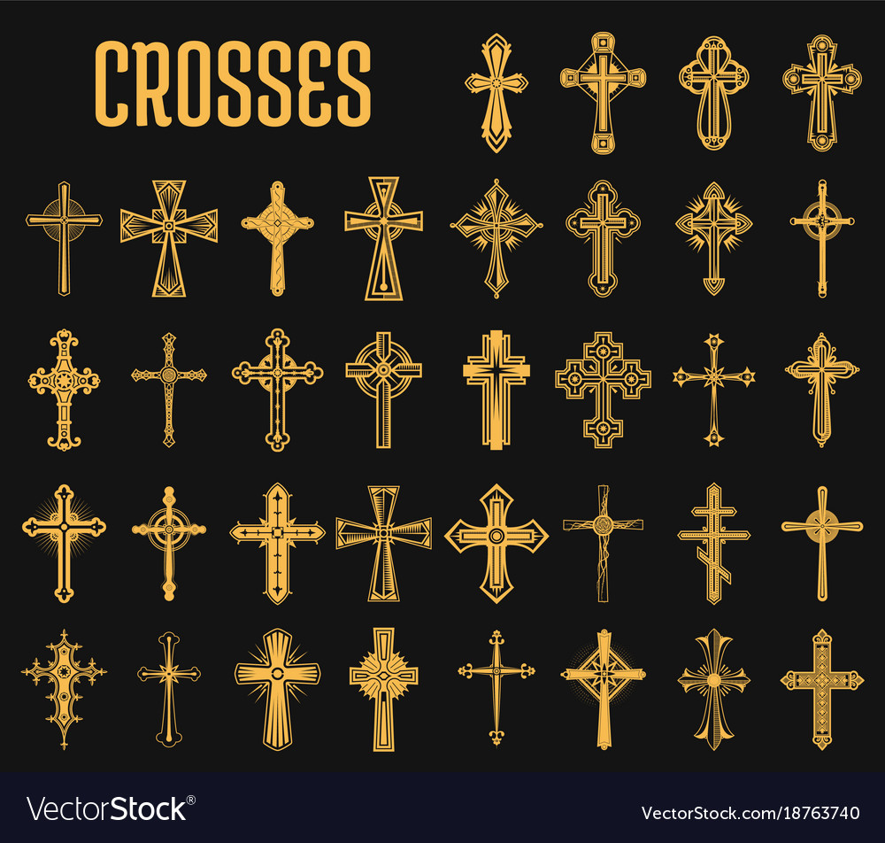 Set Of Isolated Crosses Of Christian Religion Vector Image