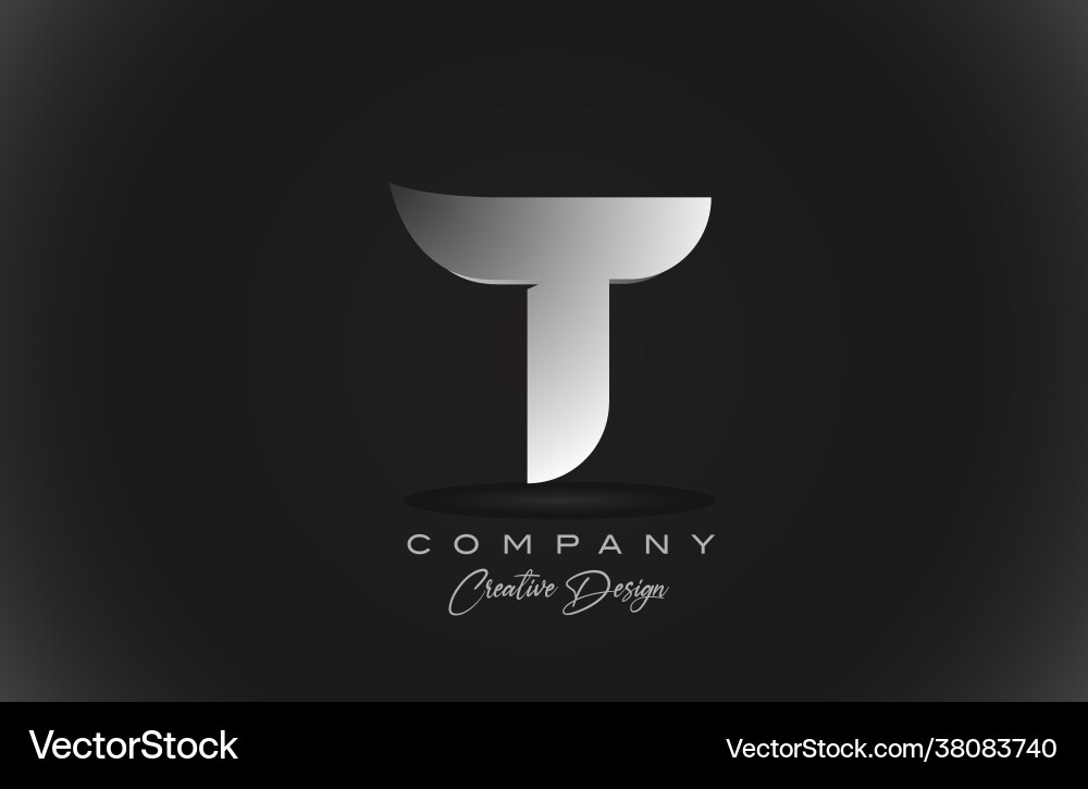 T white gradient alphabet letter logo icon Vector Image