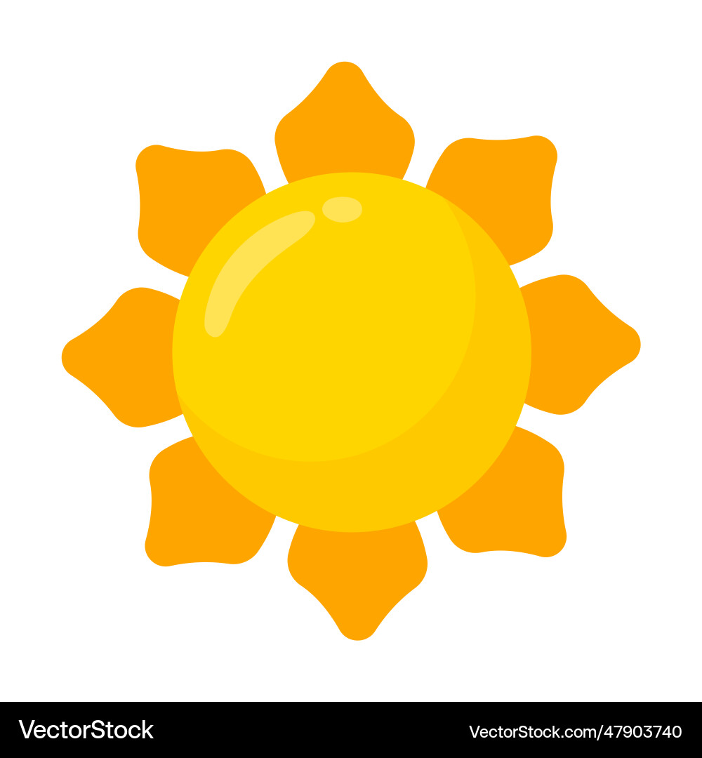 Yellow sun icon simple cartoon style design Vector Image