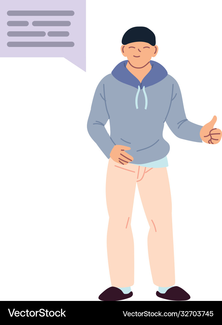 Asian man cartoon with bubble design Royalty Free Vector
