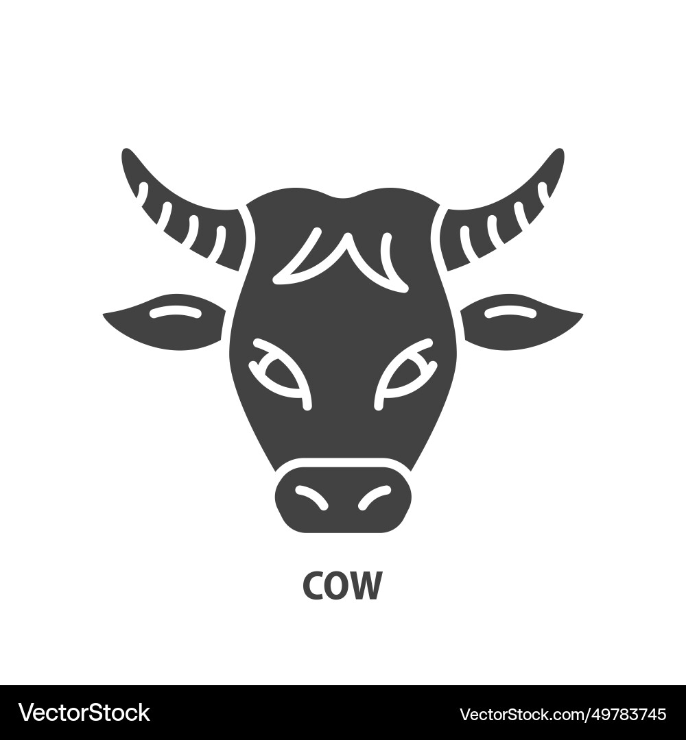 Cow glyph icon cattle breeding symbol Royalty Free Vector