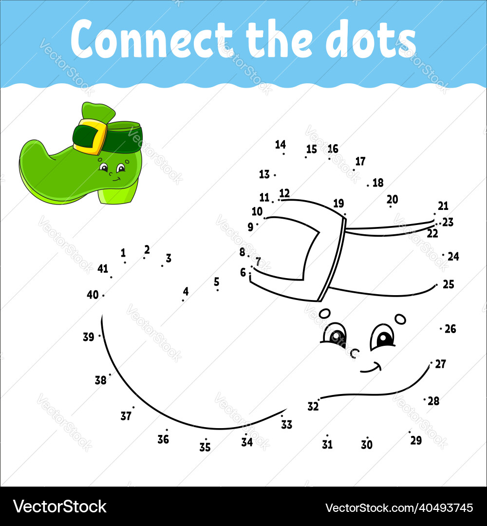 Dot to game st patricks day draw a line Royalty Free Vector