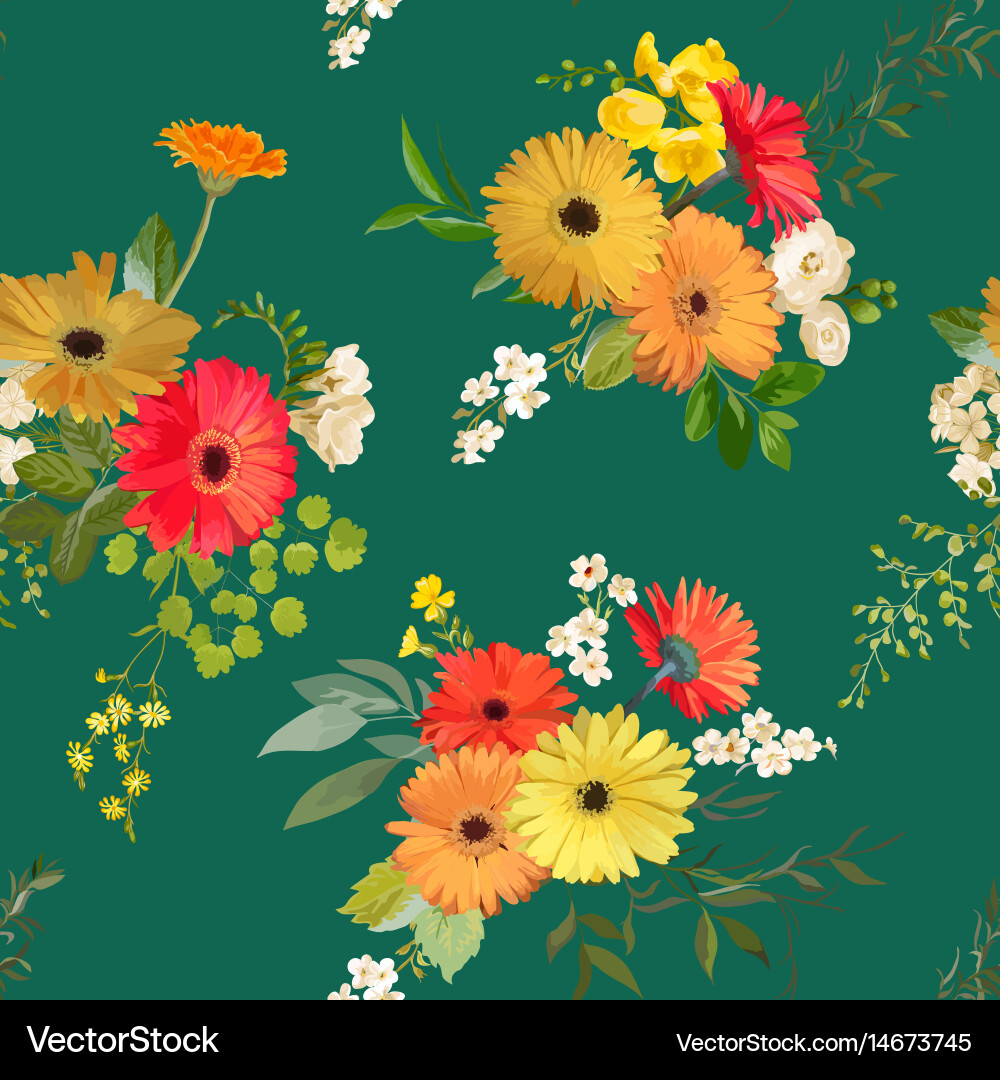 Floral seamless pattern summer flowers background Vector Image